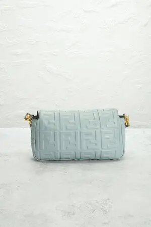 Fendi Ff Embossed Midi Chain Baguette Shoulder Bag
