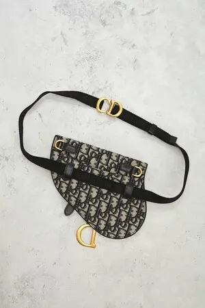 Dior Oblique Saddle Belt Bag In Navy