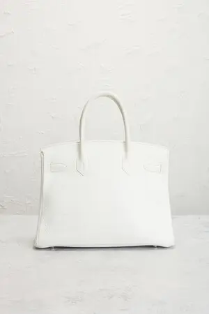 Hermès Taurillon Clemence Birkin 30 Retourne Handbag In White