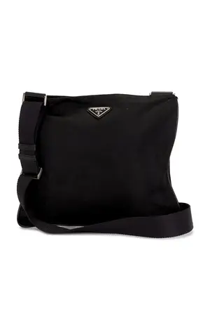 Prada Tessuto Flat Messenger Bag - Black