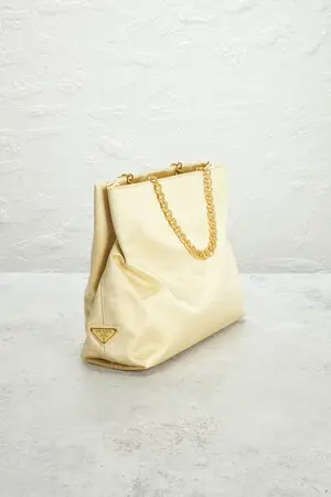 Prada Satin Tote Bag In Metallic Gold