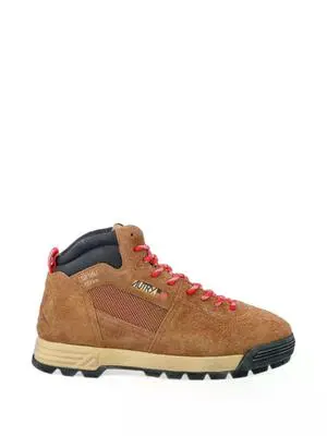 AUTRY Malga Cortina In Chestnut And Flame Scarlet Suede Sneakers