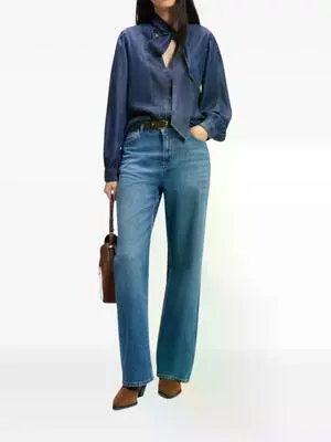 BOSS Denim-look Blouse With Scarf Detail