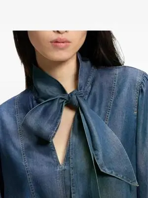 BOSS Denim-look Blouse With Scarf Detail