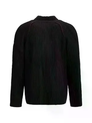 C.P. COMPANY Fleece Ribbed-knit Raglan-sleeve Cardigan