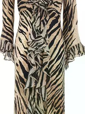 Rixo Provence Tiger-print Ruffled Maxi Dress - Neutrals