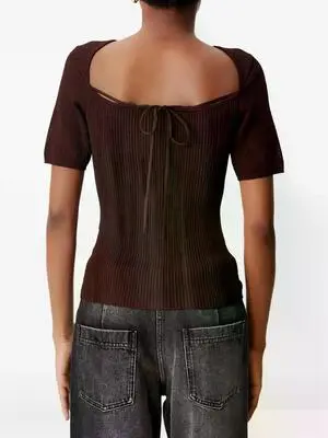 SESSUN Limone Ribbed Open-back T-shirt