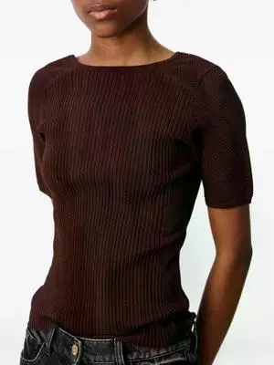 SESSUN Limone Ribbed Open-back T-shirt