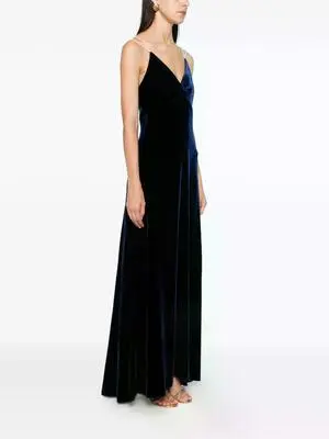FORTE_FORTE Pearl-strap Velvet Maxi Dress