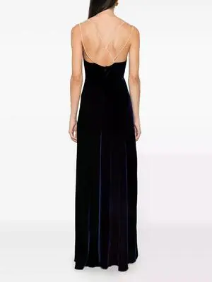 FORTE_FORTE Pearl-strap Velvet Maxi Dress