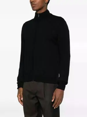 HERITAGE Zip-up Ribbed-knit Cardigan