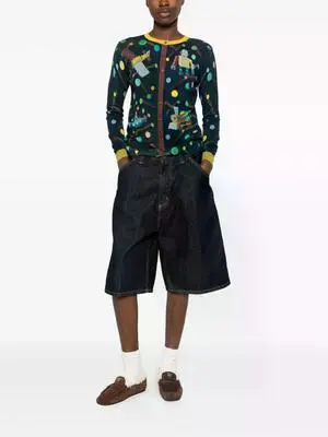 JEI'S Graphic-print Button-down Cardigan - Blue