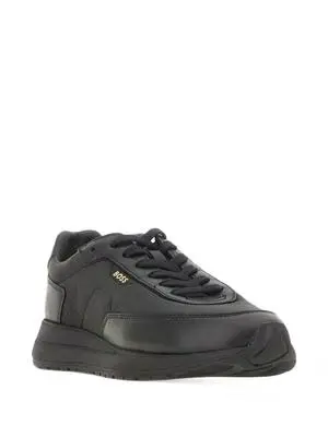 BOSS Monogram Sneakers With Leather Trim And Eva Rubber Sole - Black