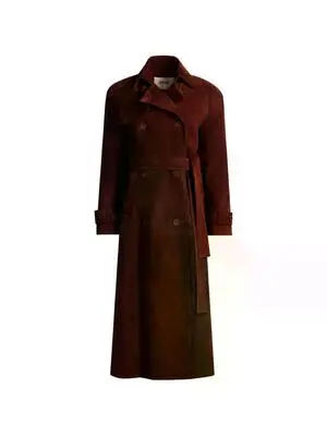 DUCIE Corrin Suede Trench Coat - Brown