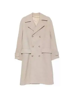 OFFICINA SARTORIALE Double-breasted Twill Coat - Neutrals