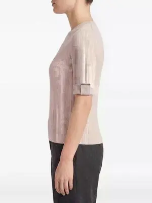 Brunello Cucinelli Bead-embellished Ribbed T-shirt