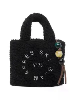 V°73 Ski Glam Teddy-effect Embroidered Tote Bag - Black