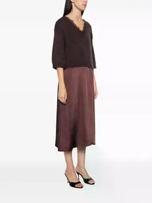 VERA MONT Lace-trim Satin Midi Dress