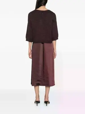 VERA MONT Lace-trim Satin Midi Dress