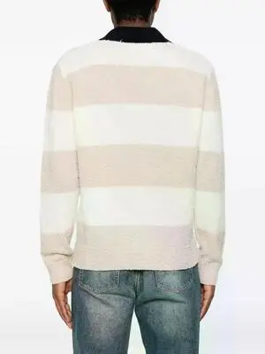 ATOMO FACTORY Horizontal-stripe Spread-collar Polo Shirt