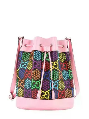 Gucci Psychedelic Print Gg Coated Canvas Medium Bucket Bag