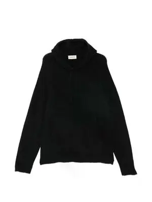 ATOMO FACTORY Drawstring Knitted Hoodie - Black