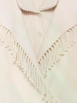 FRAME Fringe-trimmed Shawl-collar Cardigan