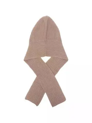 LISKA Ribbed-knit Hooded Scarf