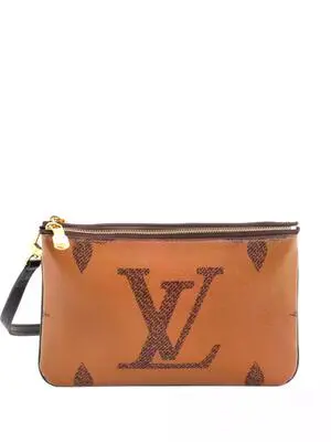 LOUIS VUITTON Double Zip Pochette Reverse Monogram Giant Clutch Bag