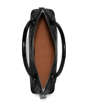 Tory Burch Lock Croc Embossed Leather Convertible Handbag