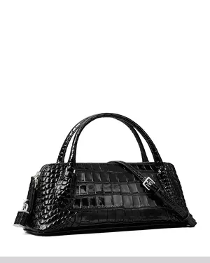 Tory Burch Lock Croc Embossed Leather Convertible Handbag