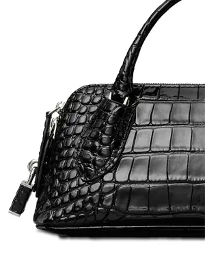 Tory Burch Lock Croc Embossed Leather Convertible Handbag