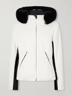 Goldbergh Kibõ Hooded Paneled Plush-trimmed Stretch-jersey Ski Jacket