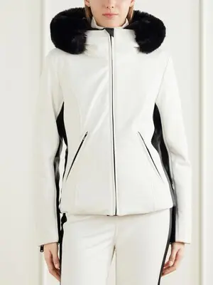 Goldbergh Kibõ Hooded Paneled Plush-trimmed Stretch-jersey Ski Jacket