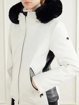 Goldbergh Kibõ Hooded Paneled Plush-trimmed Stretch-jersey Ski Jacket