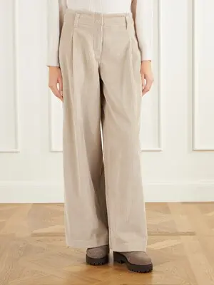 Brunello Cucinelli Cotton-corduroy High-rise Wide-leg Pants