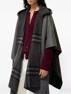 Burberry Reversible Check Cashmere Hooded Cape