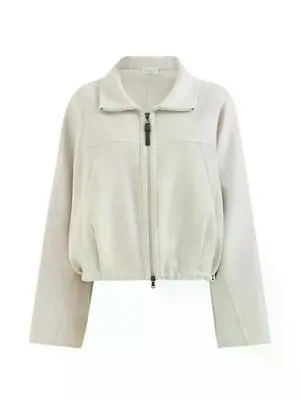 Brunello Cucinelli Hand-crafted Bomber Jacket In Virgin-wool Double-cloth With Monili