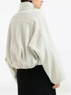 Brunello Cucinelli Hand-crafted Bomber Jacket In Virgin-wool Double-cloth With Monili