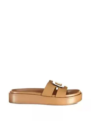 LAURA BIAGIOTTI Logo-plaque Platform Sandals - Brown