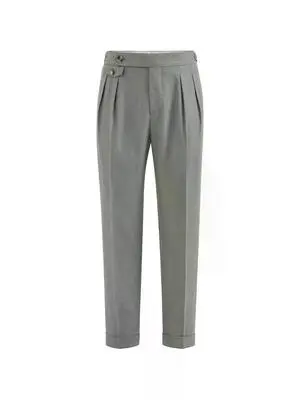 Brunello Cucinelli Virgin-wool And Silk Lightweight Hopsack Trousers With Double Pleats And Waist Tabs