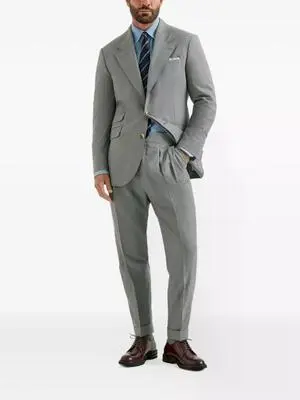 Brunello Cucinelli Virgin-wool And Silk Lightweight Hopsack Trousers With Double Pleats And Waist Tabs