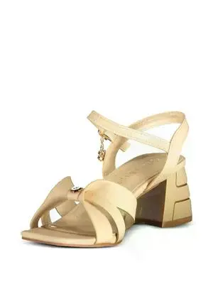 LAURA BIAGIOTTI Logo-plaque Block-heel Sandals - Neutrals