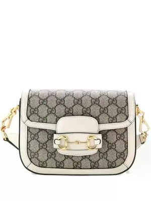Gucci Horsebit 1955 Shoulder Bag Gg Coated Canvas With Leather Mini Crossbody Bag