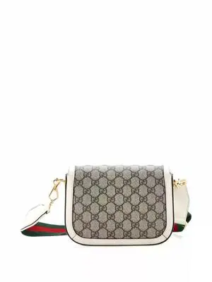 Gucci Horsebit 1955 Shoulder Bag Gg Coated Canvas With Leather Mini Crossbody Bag