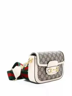 Gucci Horsebit 1955 Shoulder Bag Gg Coated Canvas With Leather Mini Crossbody Bag