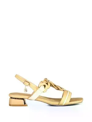 LAURA BIAGIOTTI Logo-plaque Block-heel Sandals - Neutrals