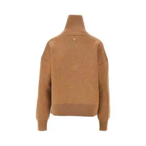 AMI Paris Buttoned High-neck Wool Sweater
