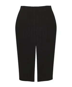 Saint Laurent Split Pencil Skirt In Chalk-stripe Wool Mélange - Black/gray