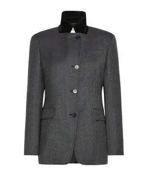 Max Mara Single-breasted Wool Tweed Jacket - Medium Gray